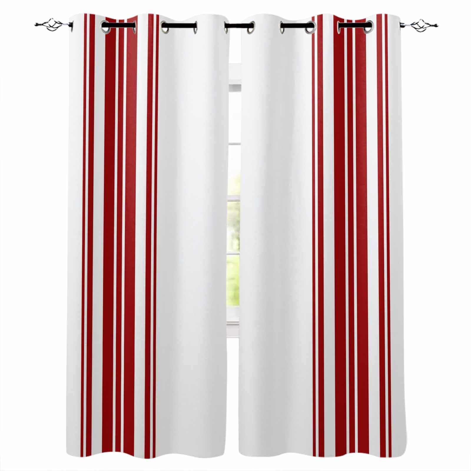 Red Striped Blackout Curtains for Bedroom/Living Room, Thermal ...