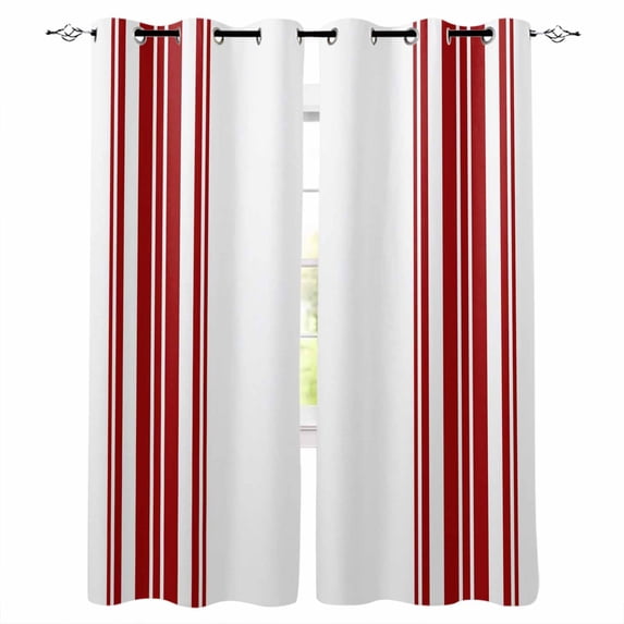 Red Striped Blackout Curtains for Bedroom/Living Room, Thermal ...