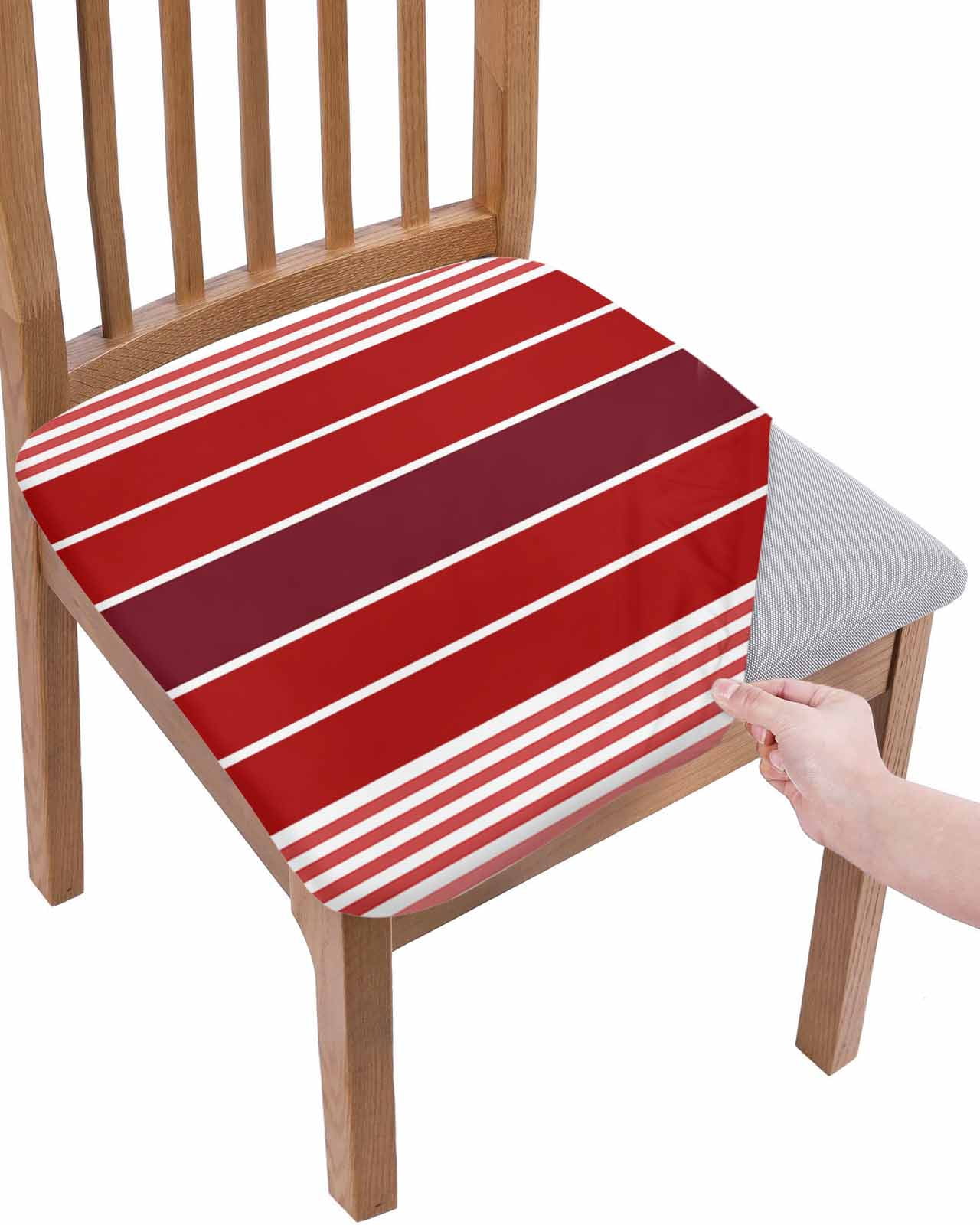 Red Striped Chair Seat Covers for Dining Room Stretch Chair Seat Covers ...