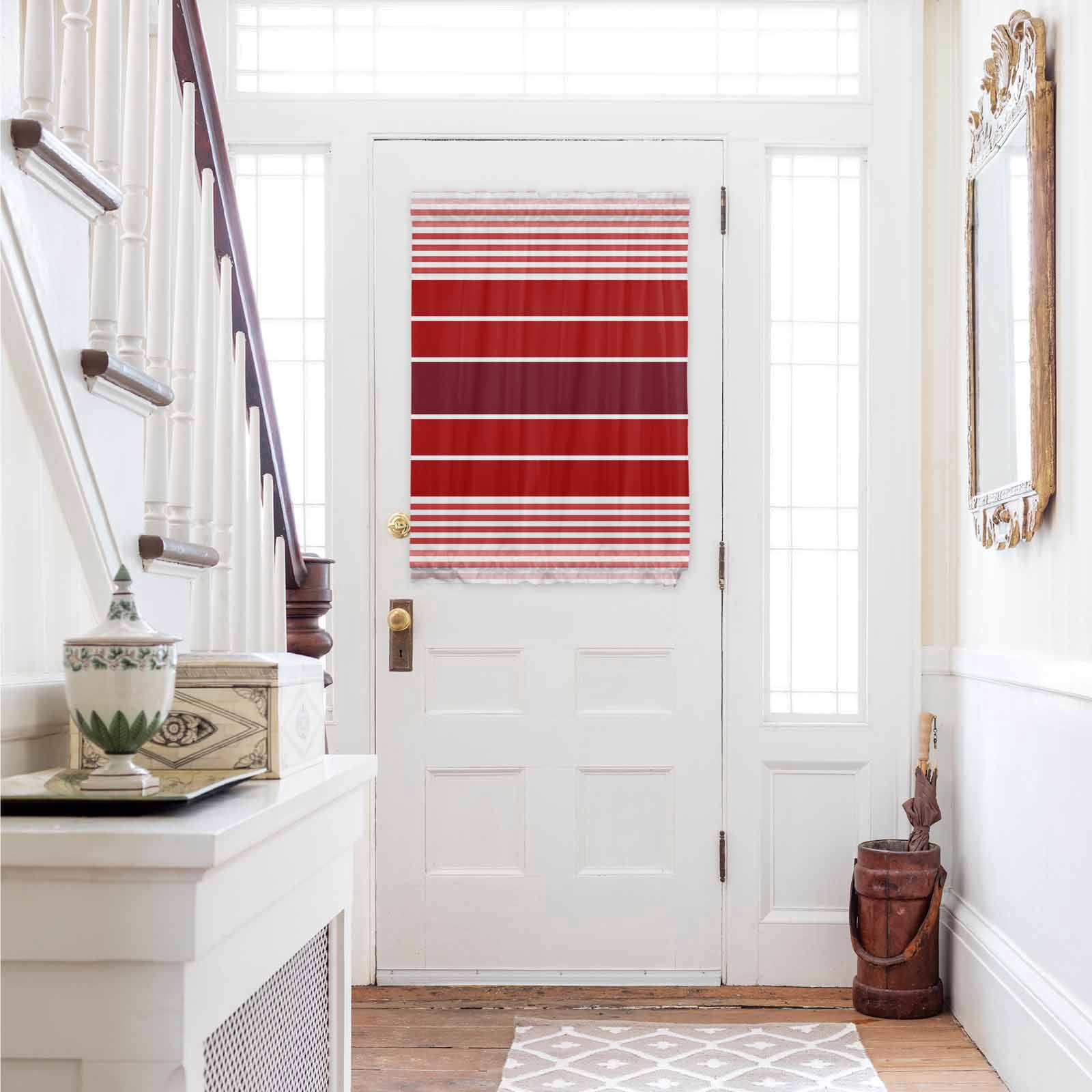 Red Striped Door Curtains for Door Window, French Sidelight Front Back ...