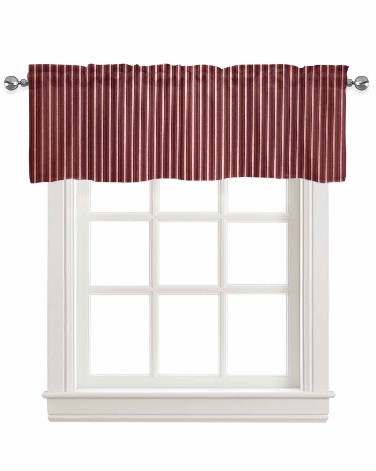 Red Striped Linen Curtain Valance for Bedroom/Bathroom/Kitchen/Office ...
