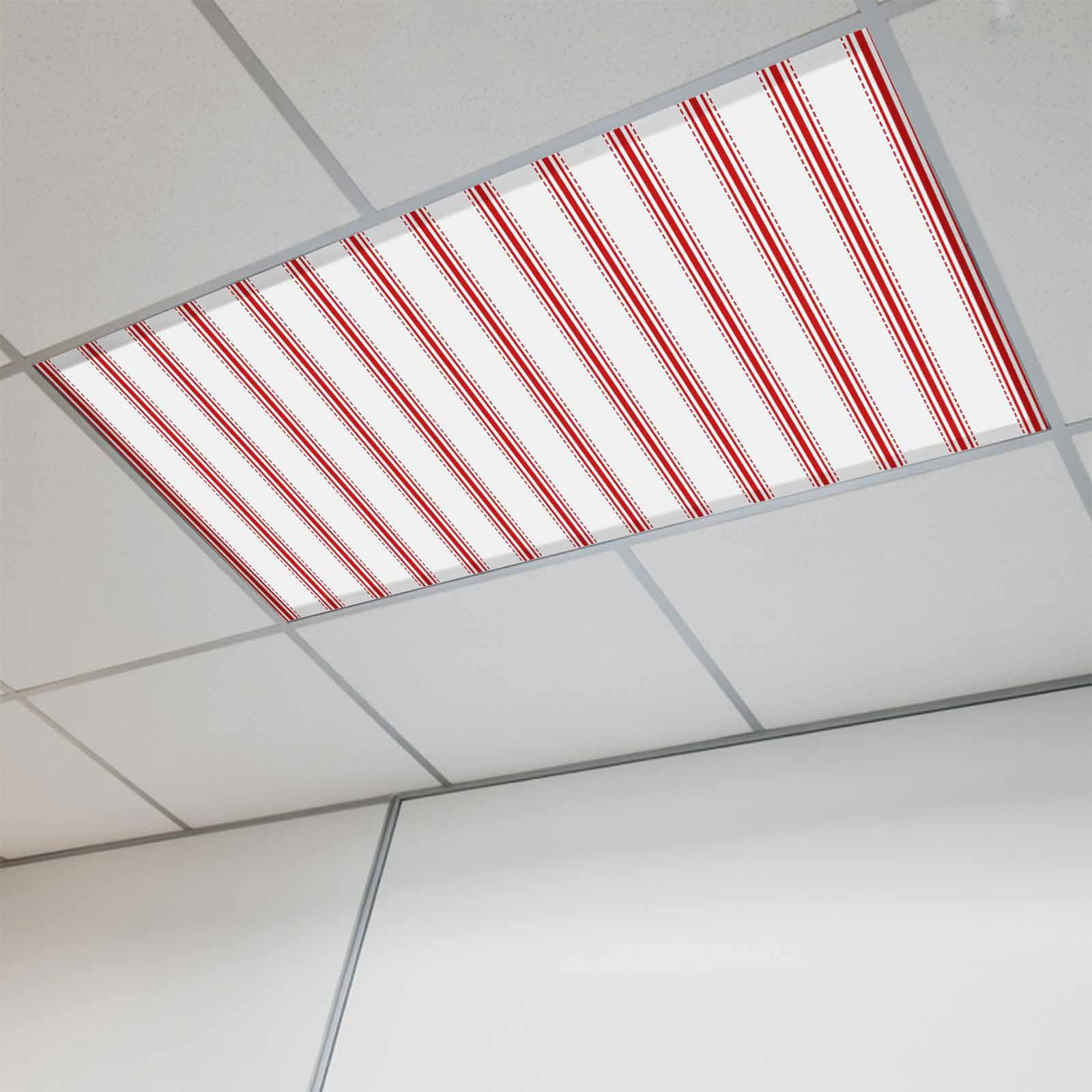 Red Striped Magnetic Fluorescent Light Covers for Ceiling Lights 2 x 4 ...