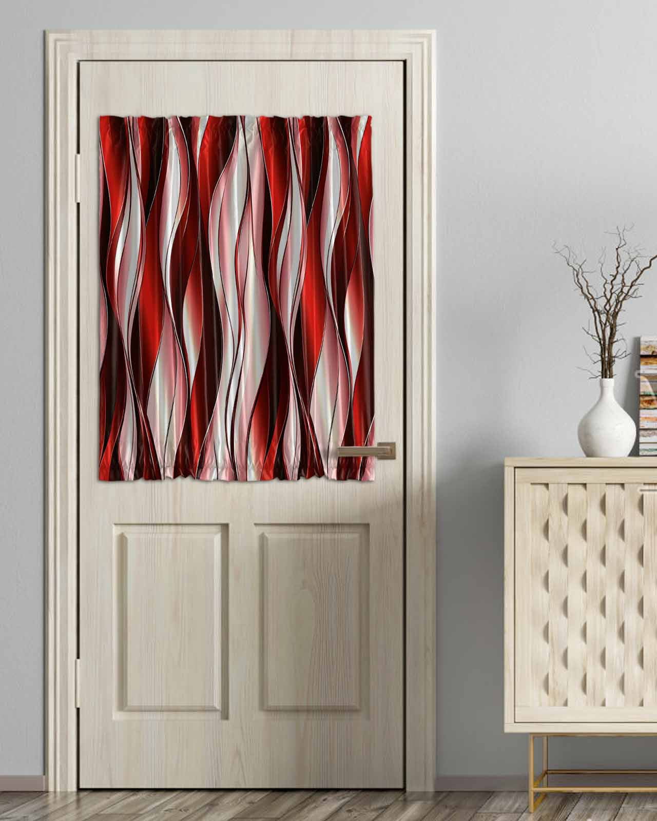 Red Striped Ombre Blackout Door Curtains for French, Glass,Front, Back ...