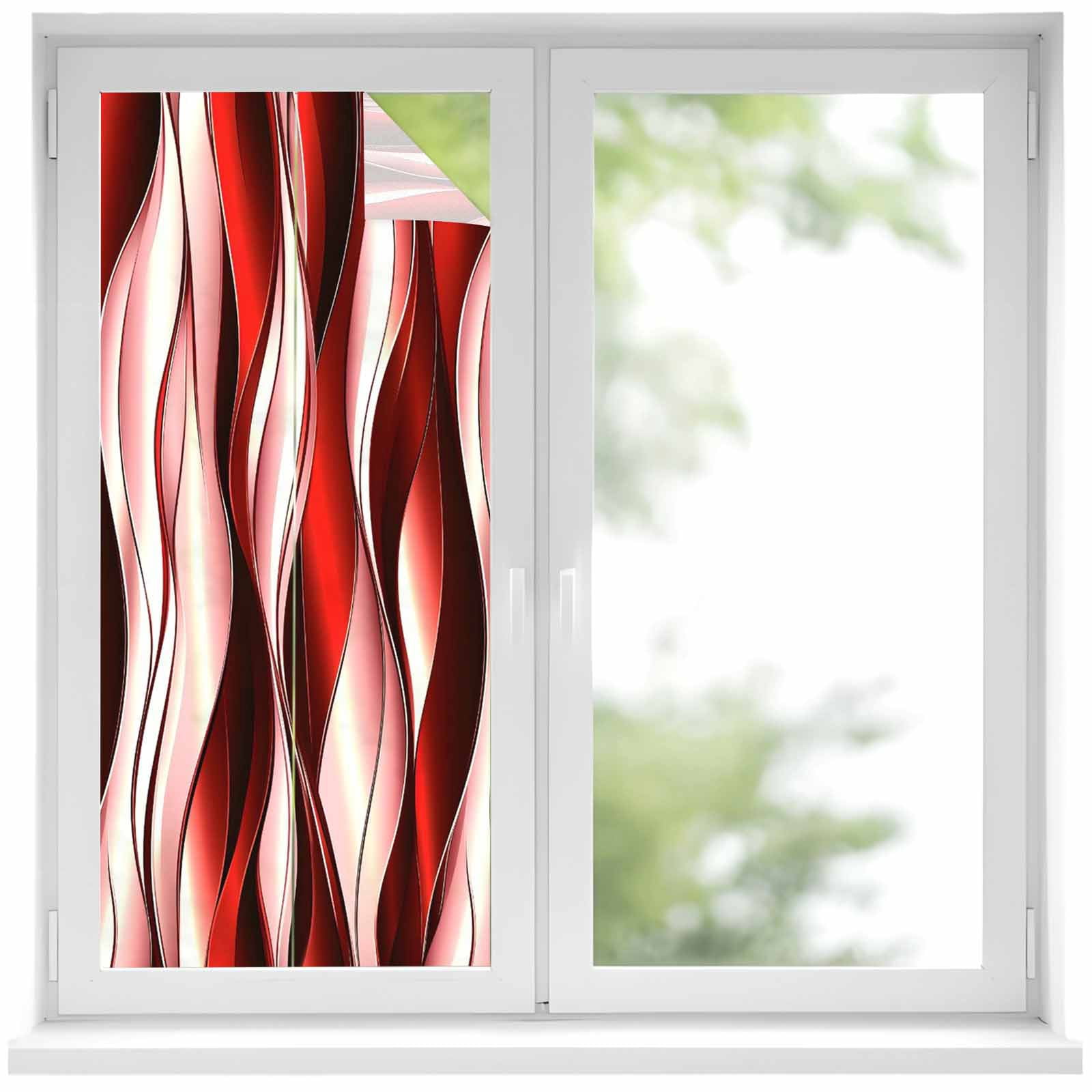 Red Striped Ombre Window Privacy Film, Modern Red Moire Geometric ...