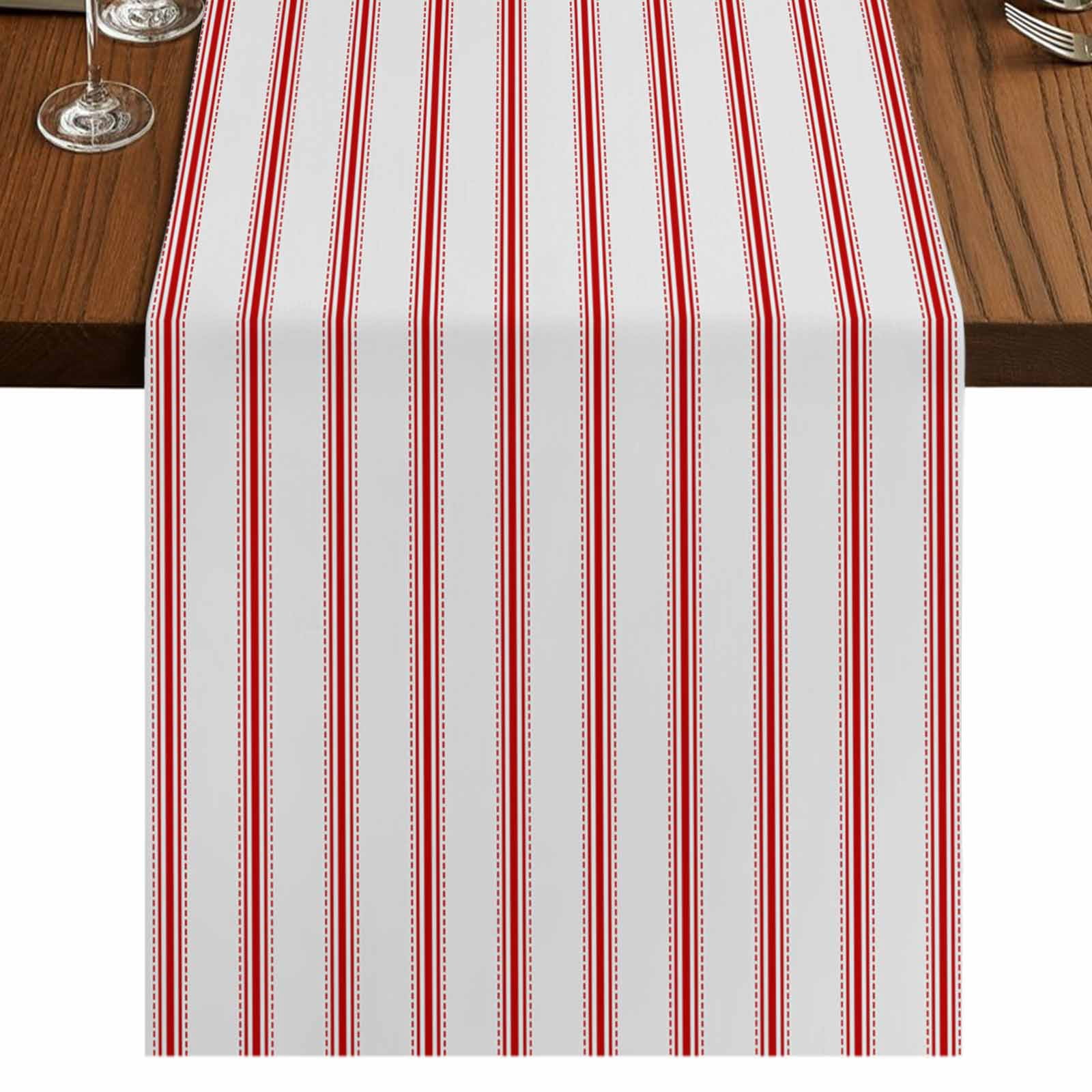Red Striped Short Table Runner 36 Inches Long, Red White Stripes ...