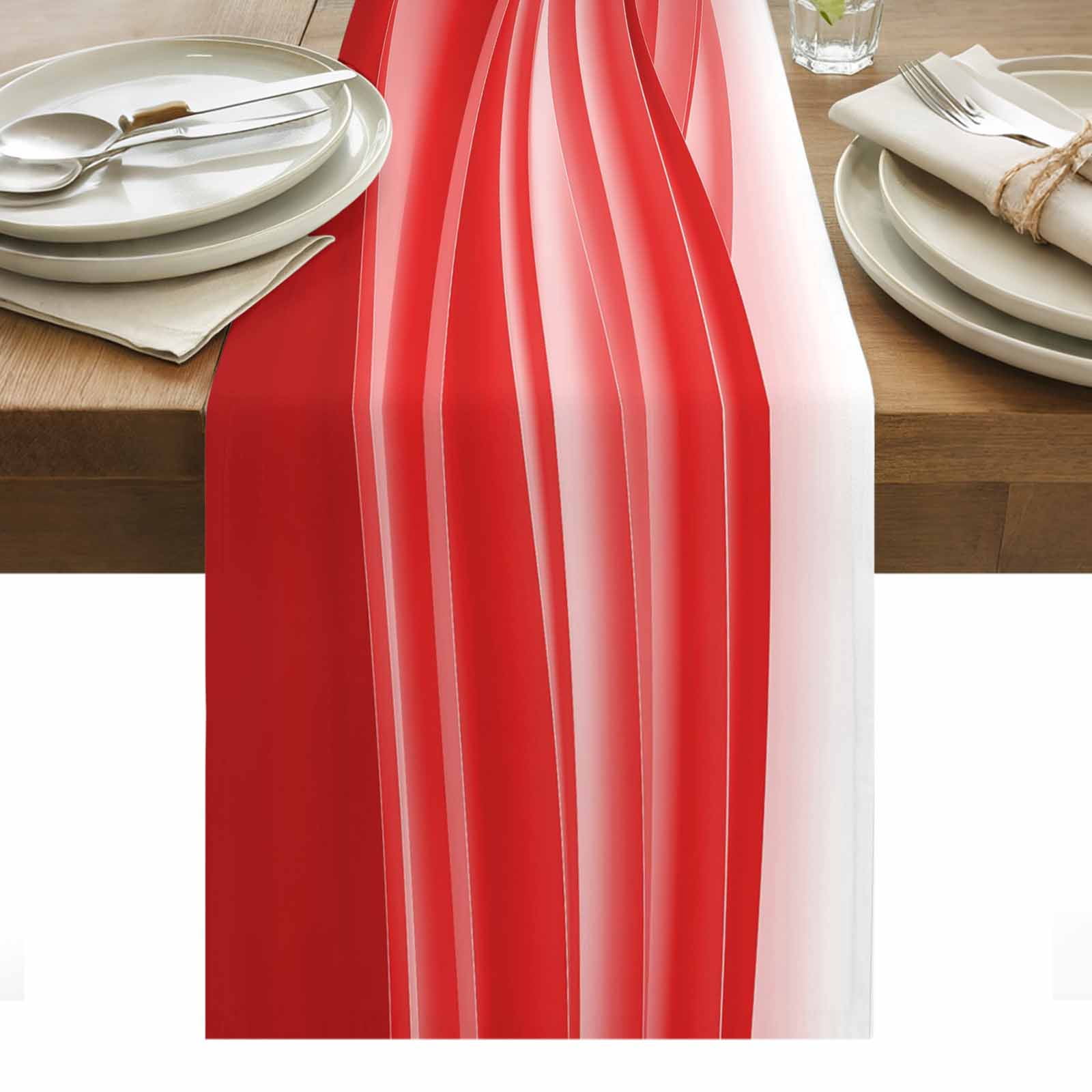 Red Striped Table Runner - 90 Inch Long, Kitchen Dining Table Runner ...