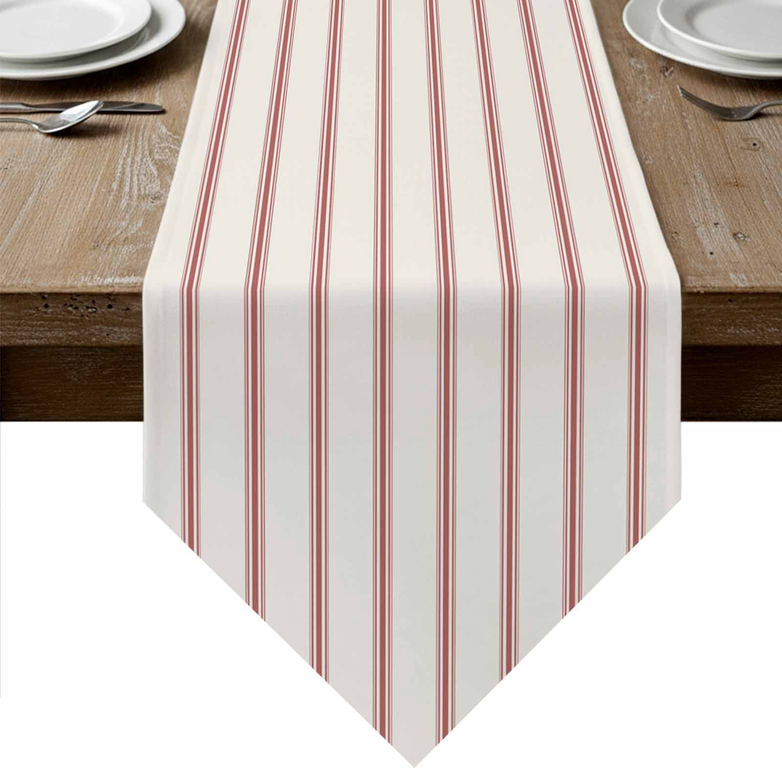 Red Striped Table Runner Linen Burlap Table Runner 72 Inches Long ...