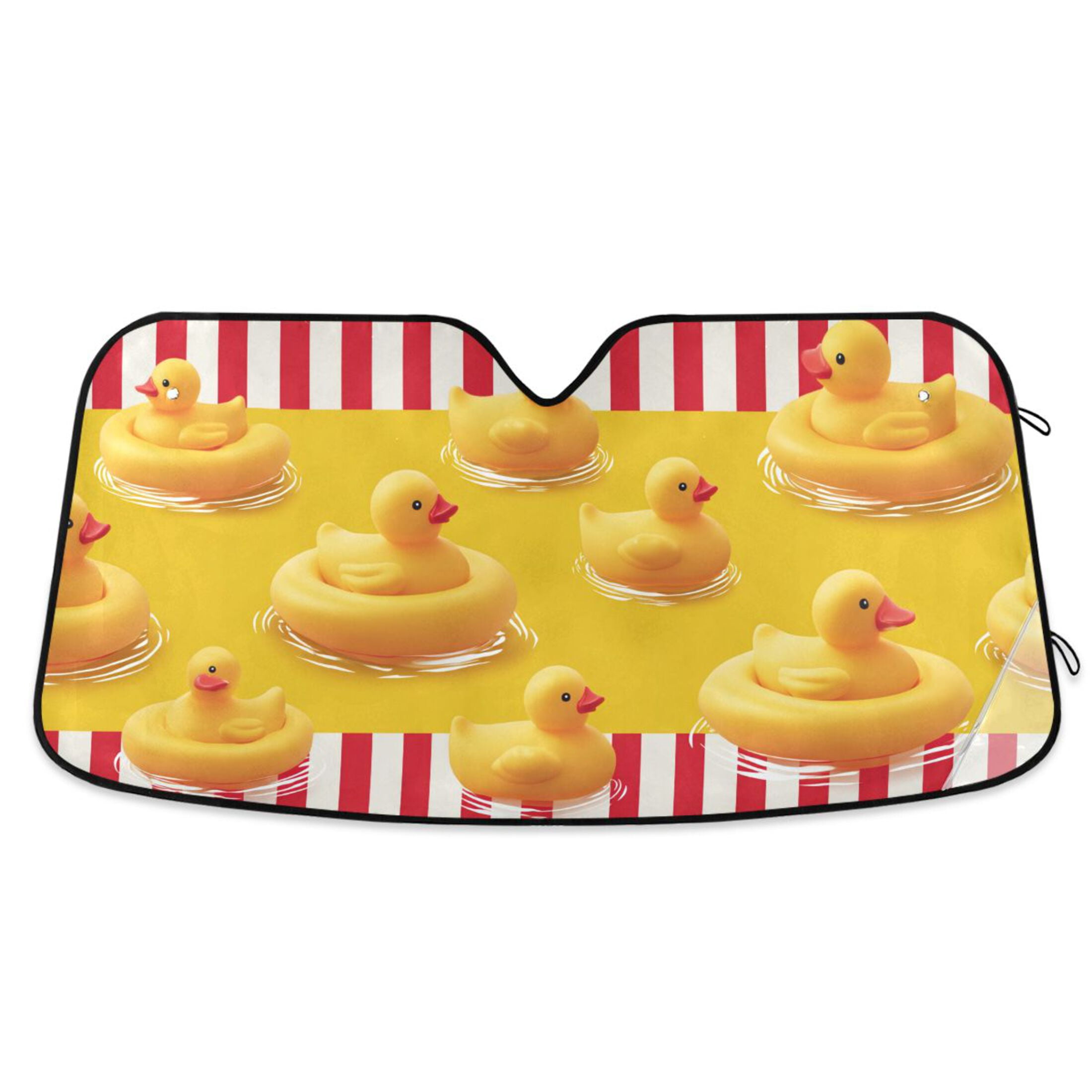 Red Stripes Yellow Rubber Duck Swim Windshield Sun Shade Automobile ...