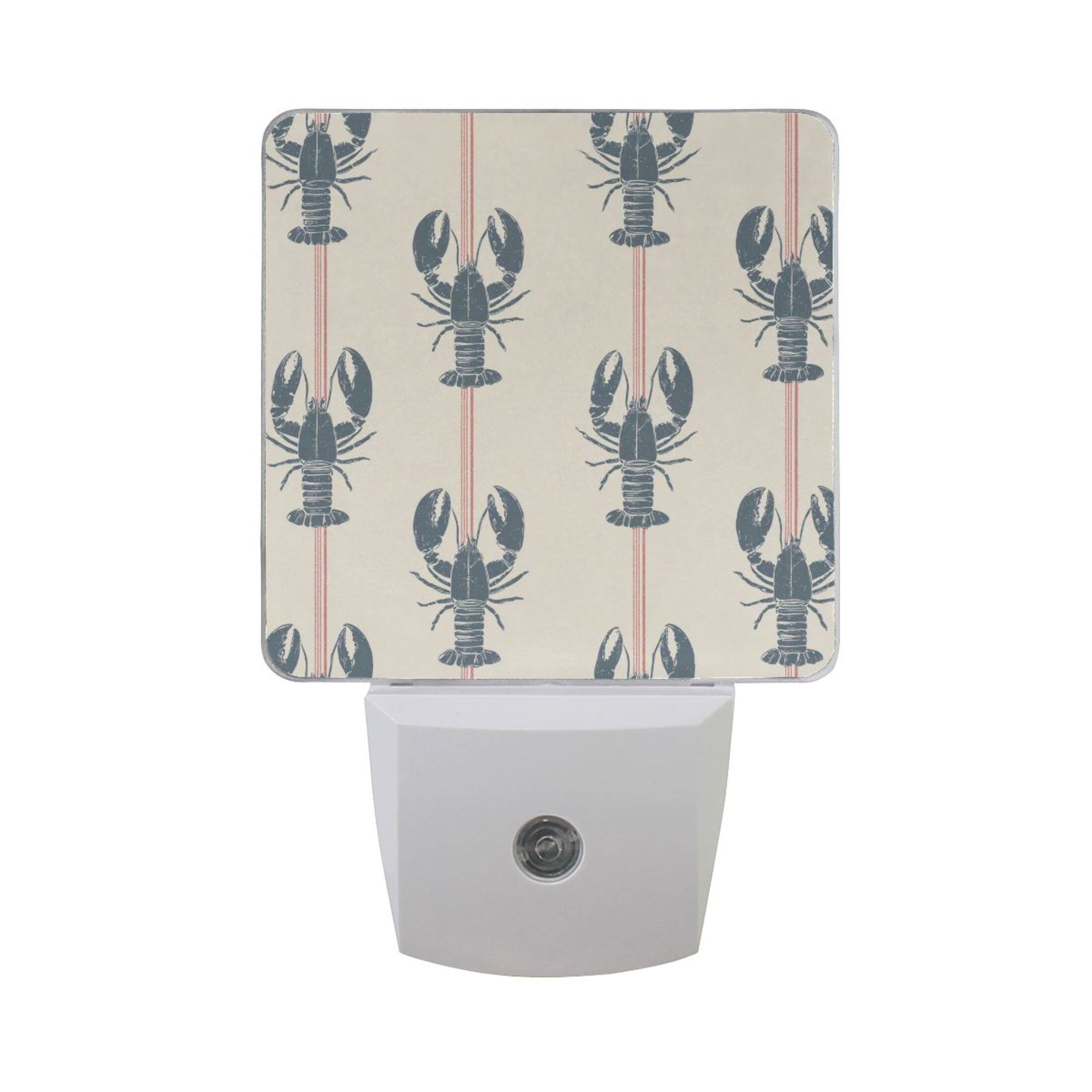 Red Stripes with Lobster Retro Style LED Night Light Sensor Lamp Plug ...