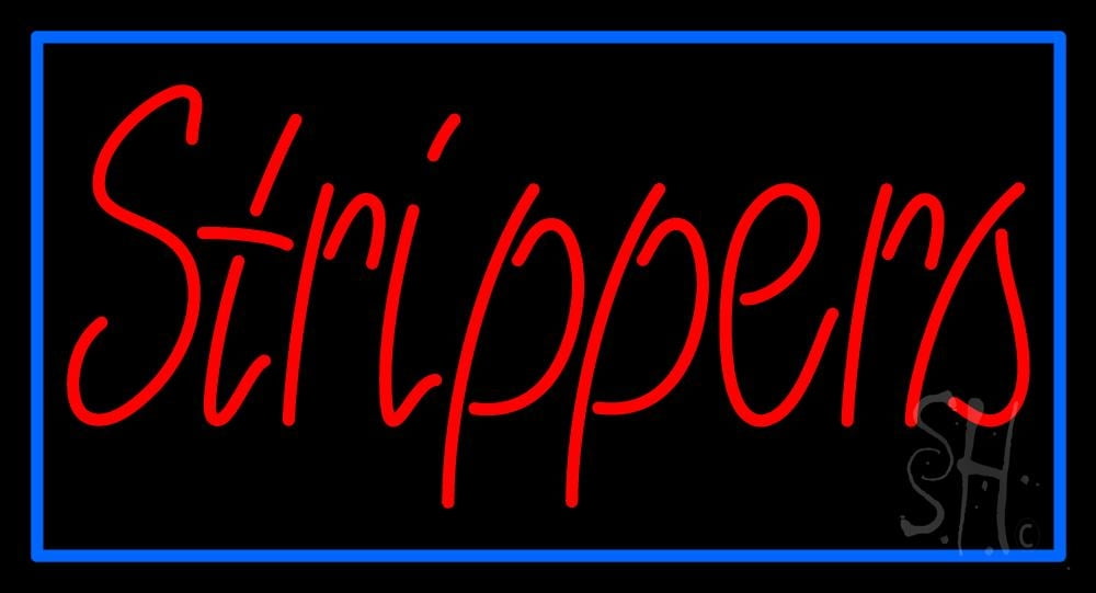 Red Strippers With Blue Border LED Neon Sign 13" Tall x 24" Wide ...