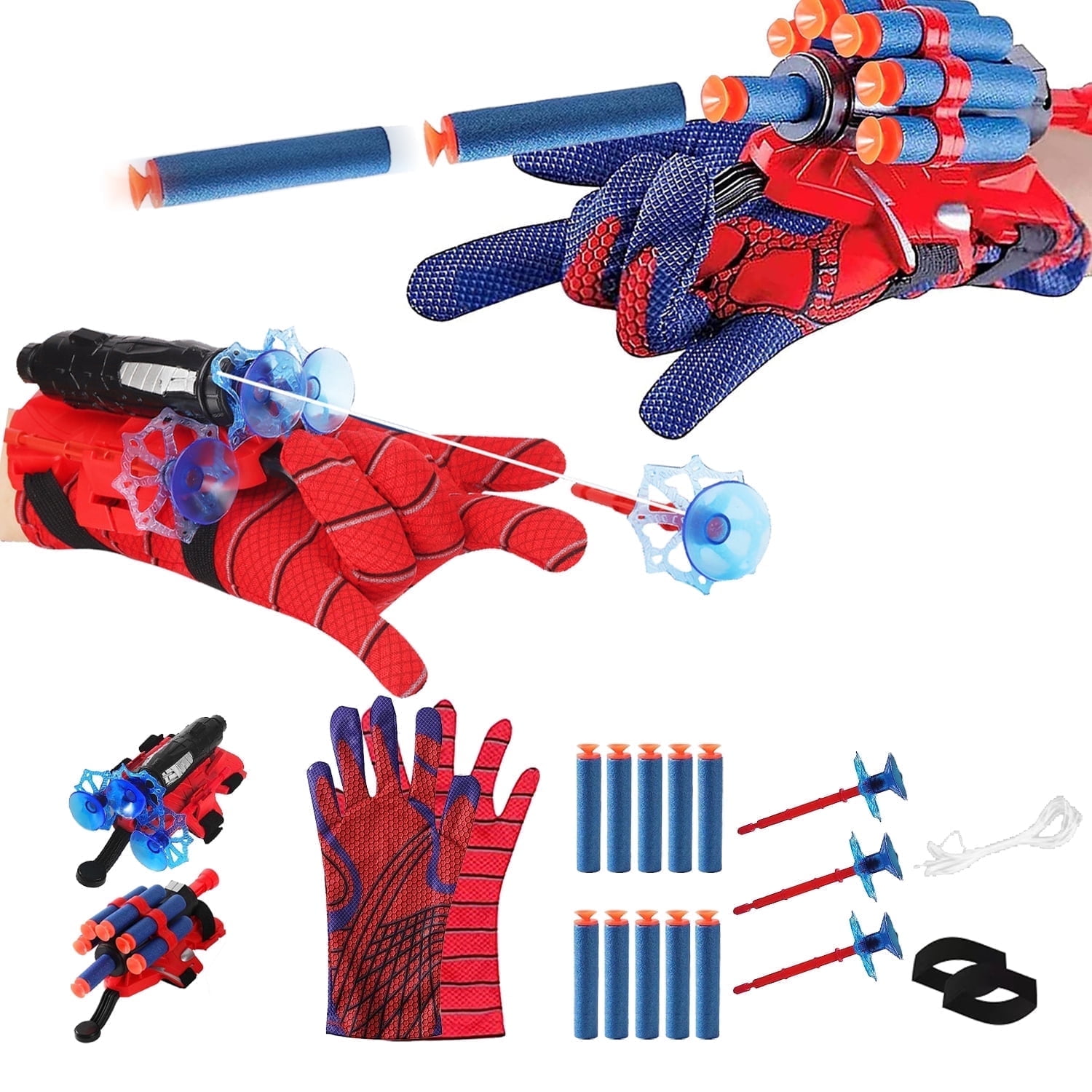 Red Style Spider Web & Soft Missile Launcher Toy 2 Pcs Set, Superhero ...