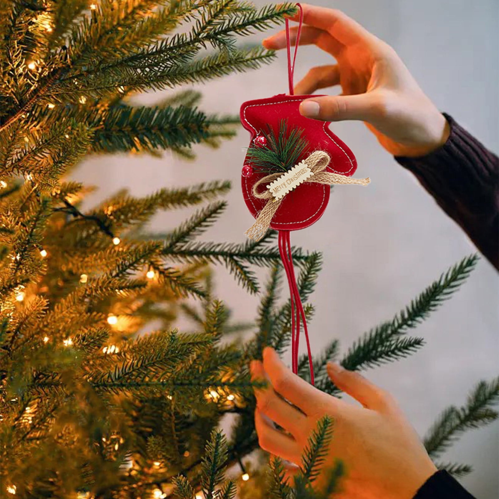 Red Suede Five-Pointed Star Glove Hanging String Christmas Tree Pendant ...