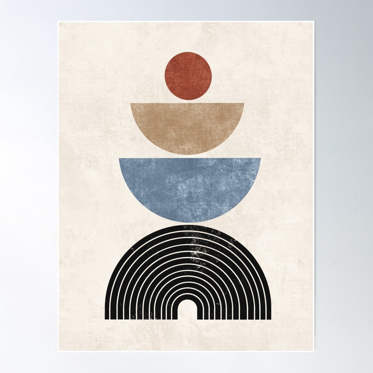 Red Sun Art Over Line Rainbow - Simple Minimal Terracotta ...