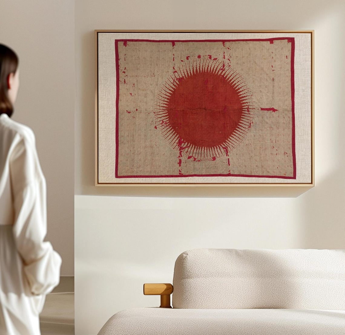Red Sun Indian Textile Art Poster: Vintage Wabi Sabi Boho Decor ...