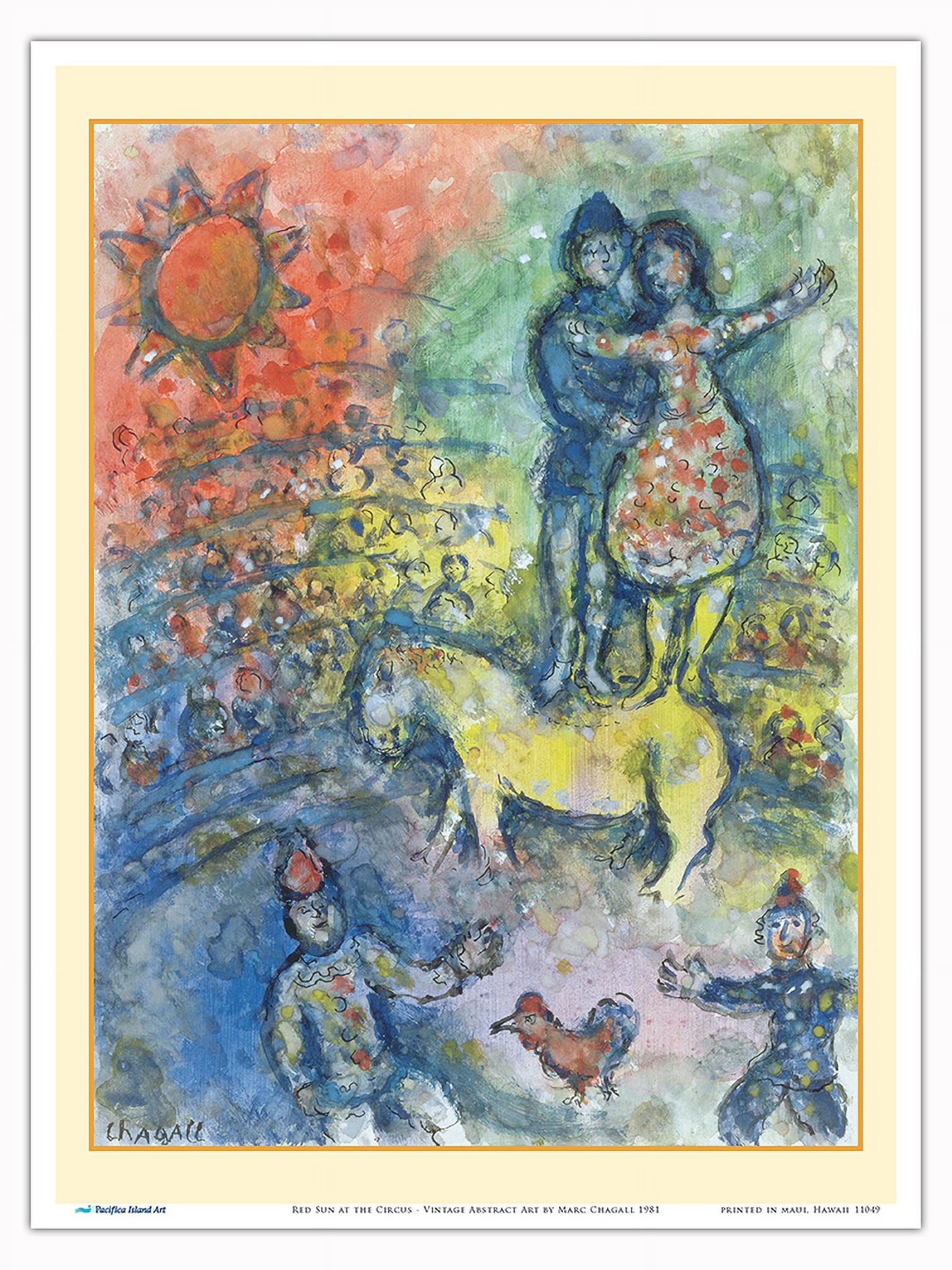 Red Sun at the Circus - Vintage Abstract Art by Marc Chagall c.1981 ...