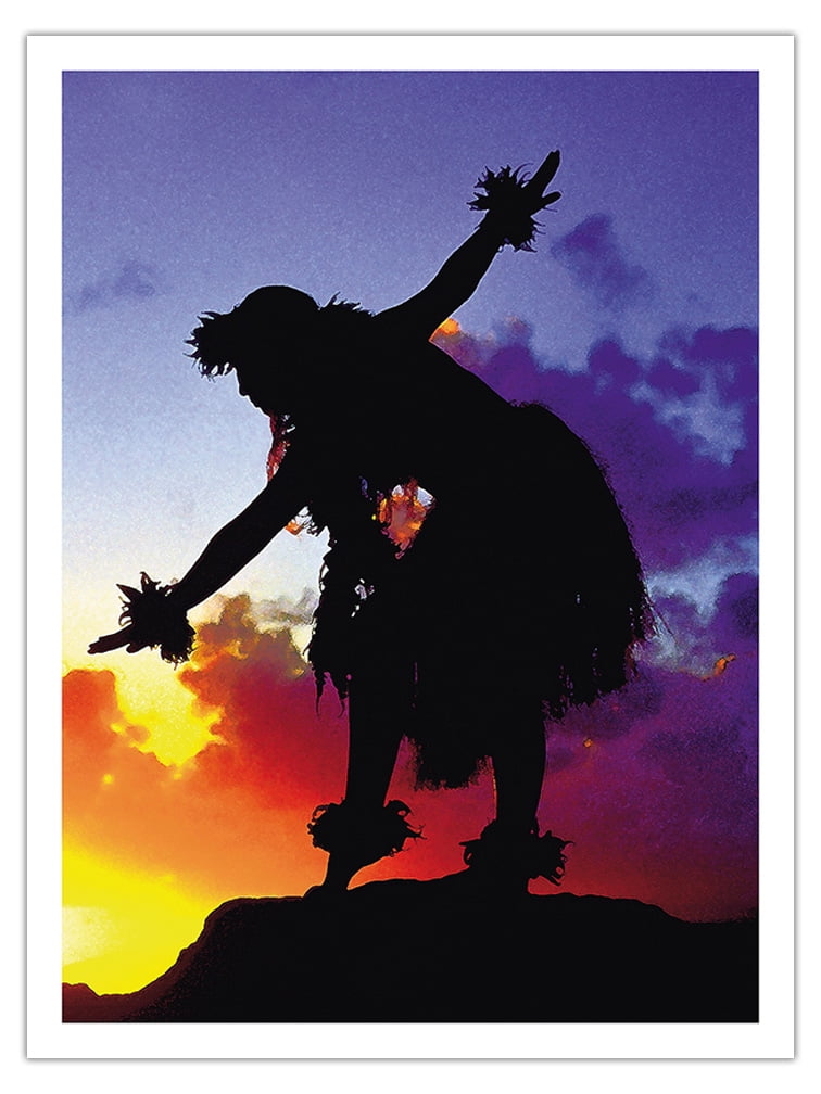 Red Sunset - Hawaiian Hula Dancer at Sunset - From an Original Color ...