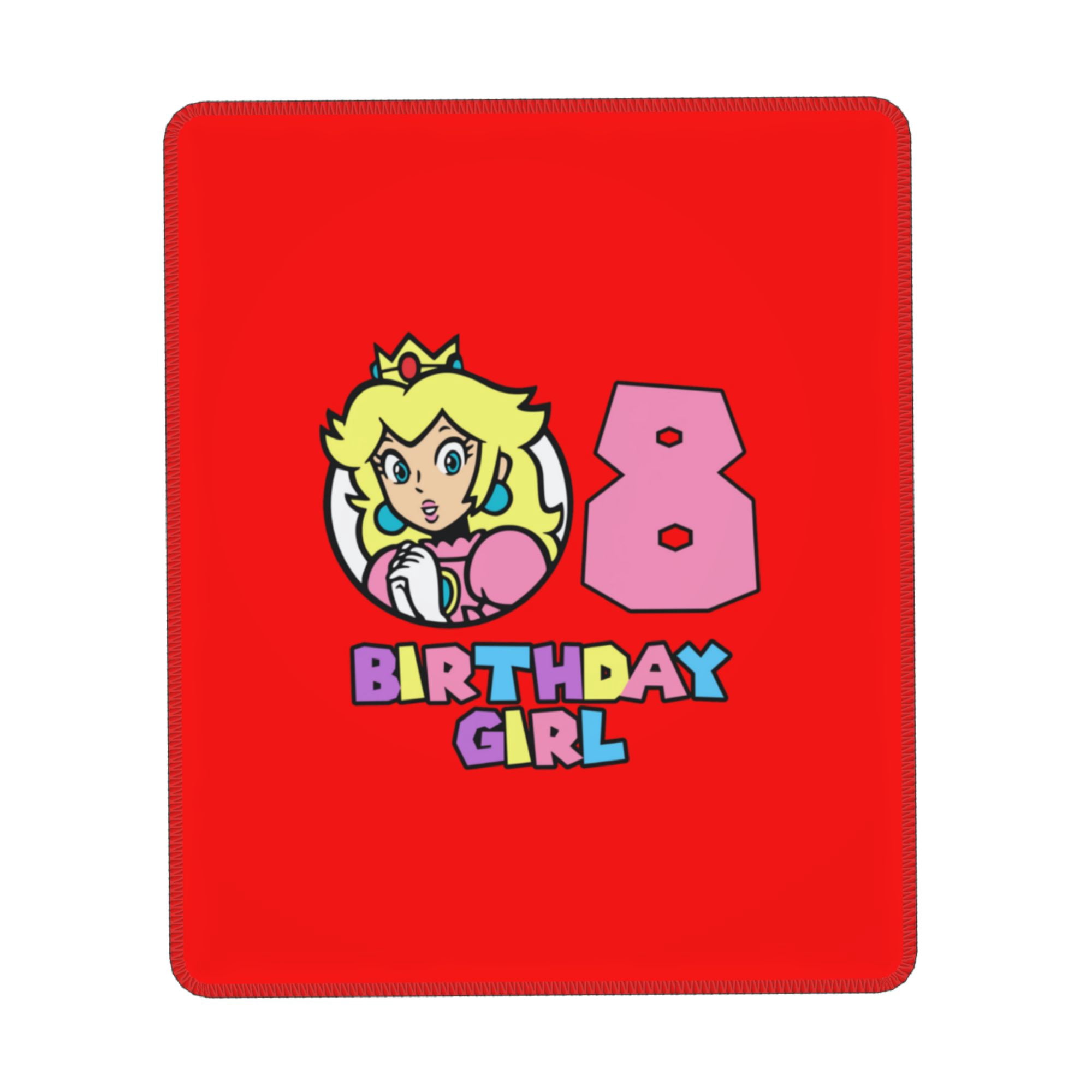 Red Super Maio Birthday Girl 8 th Rubber Lock Edge Mouse Pad (Vertical ...
