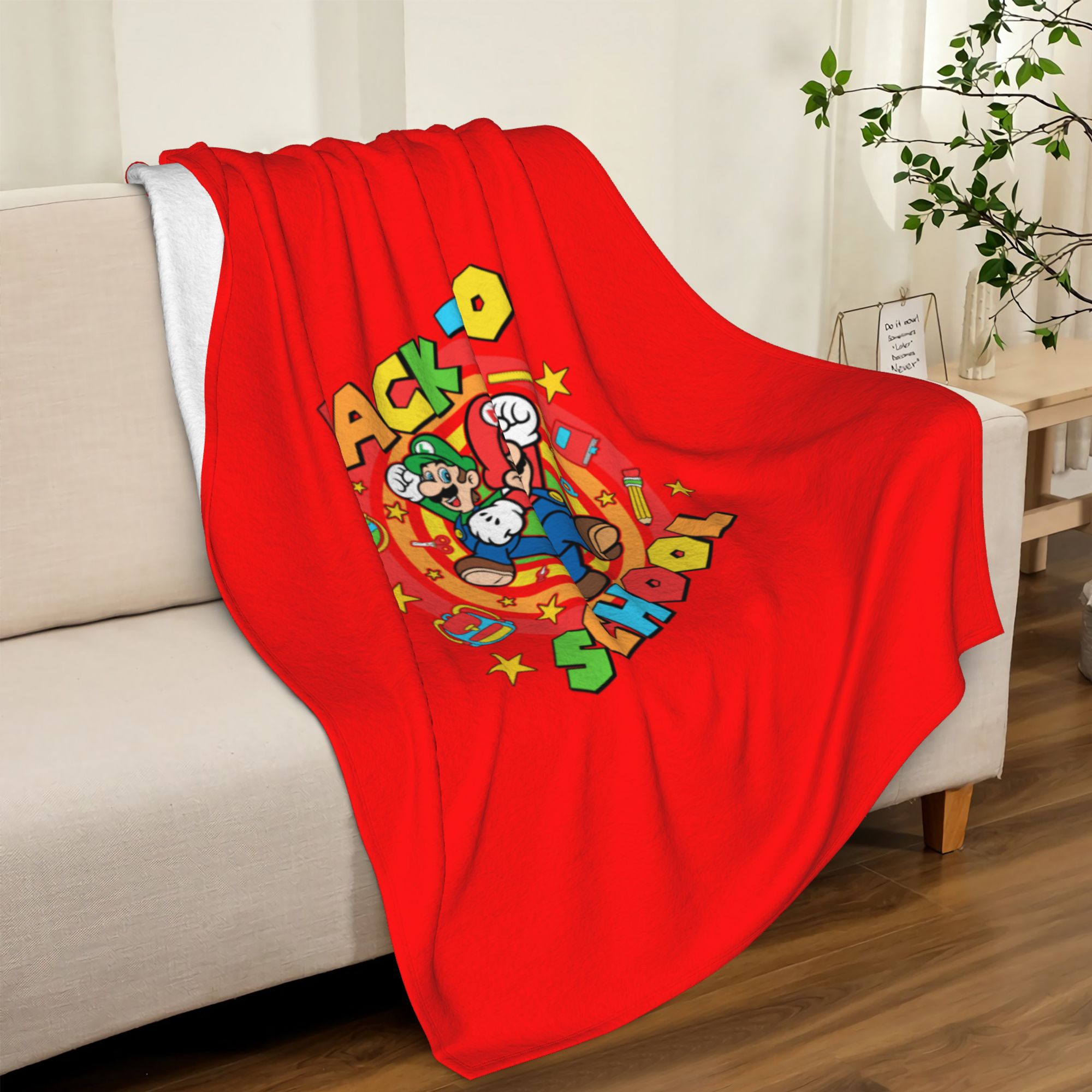 Red Super Mario Back To School Kid's Throw Blanket - Plush 320GSM-40 ...