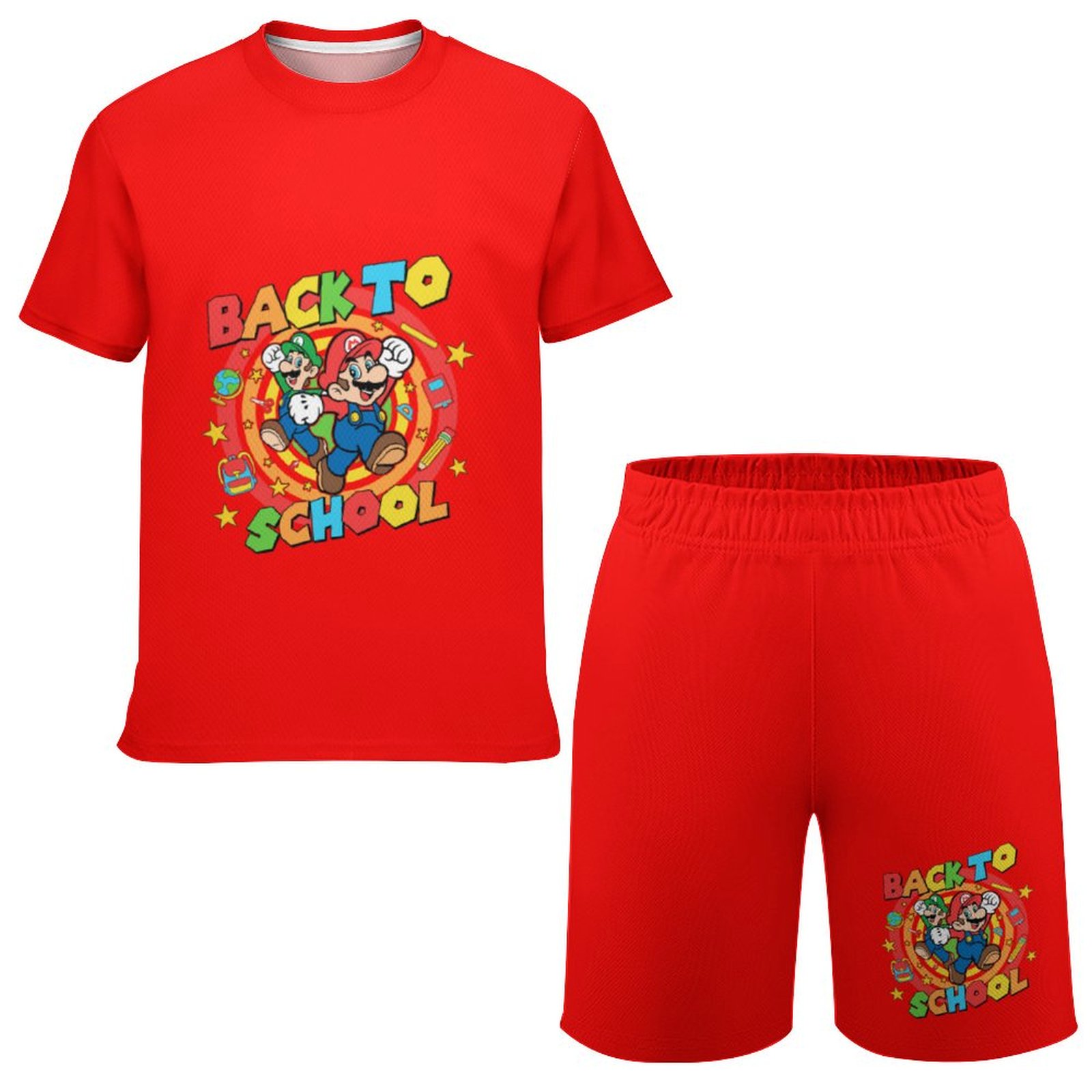 Red Super Mario Back To School Shirt Suit for Boys Girls Teens Cute ...