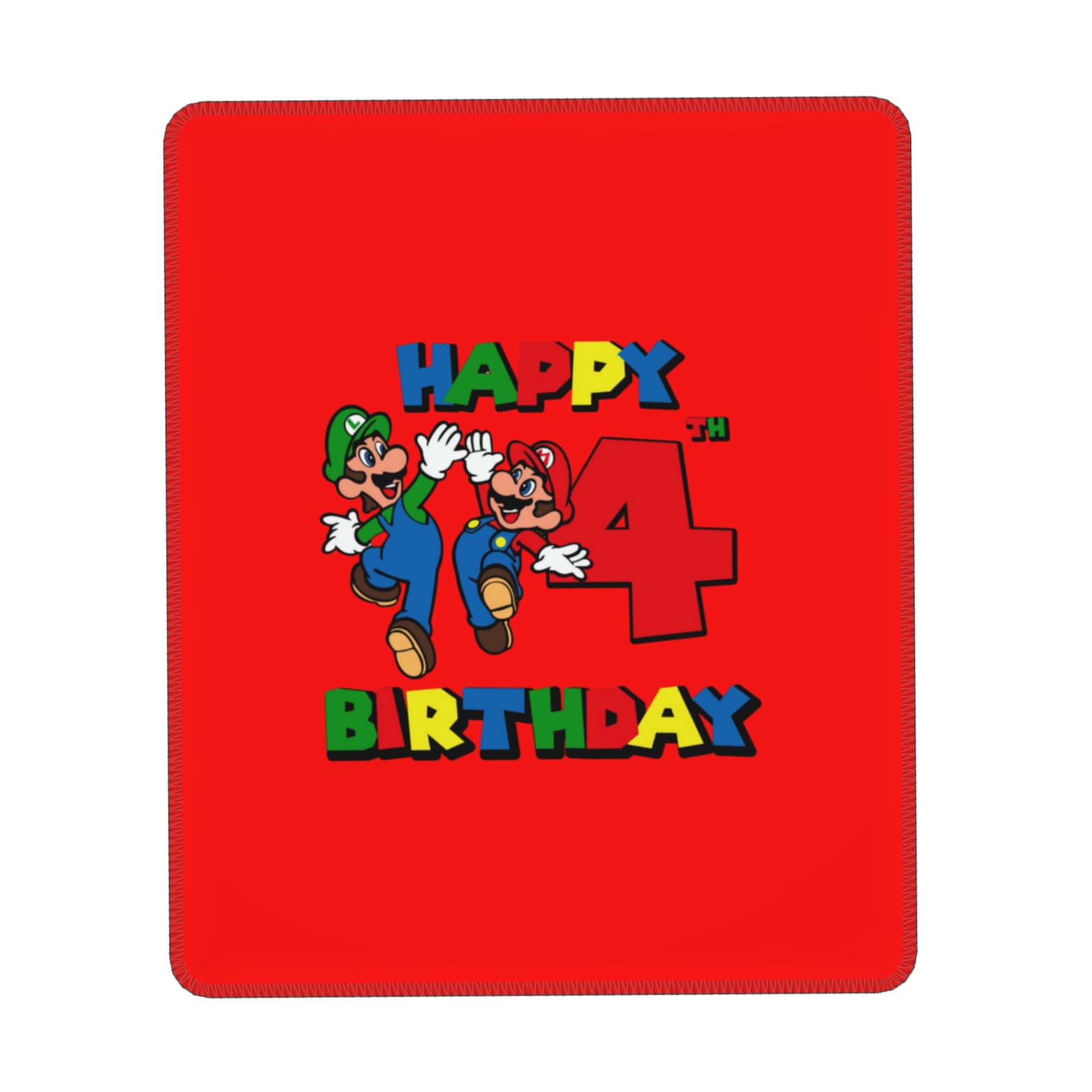 Red Super Mario Happy Birthday 4th Rubber Lock Edge Mouse Pad (Vertical ...