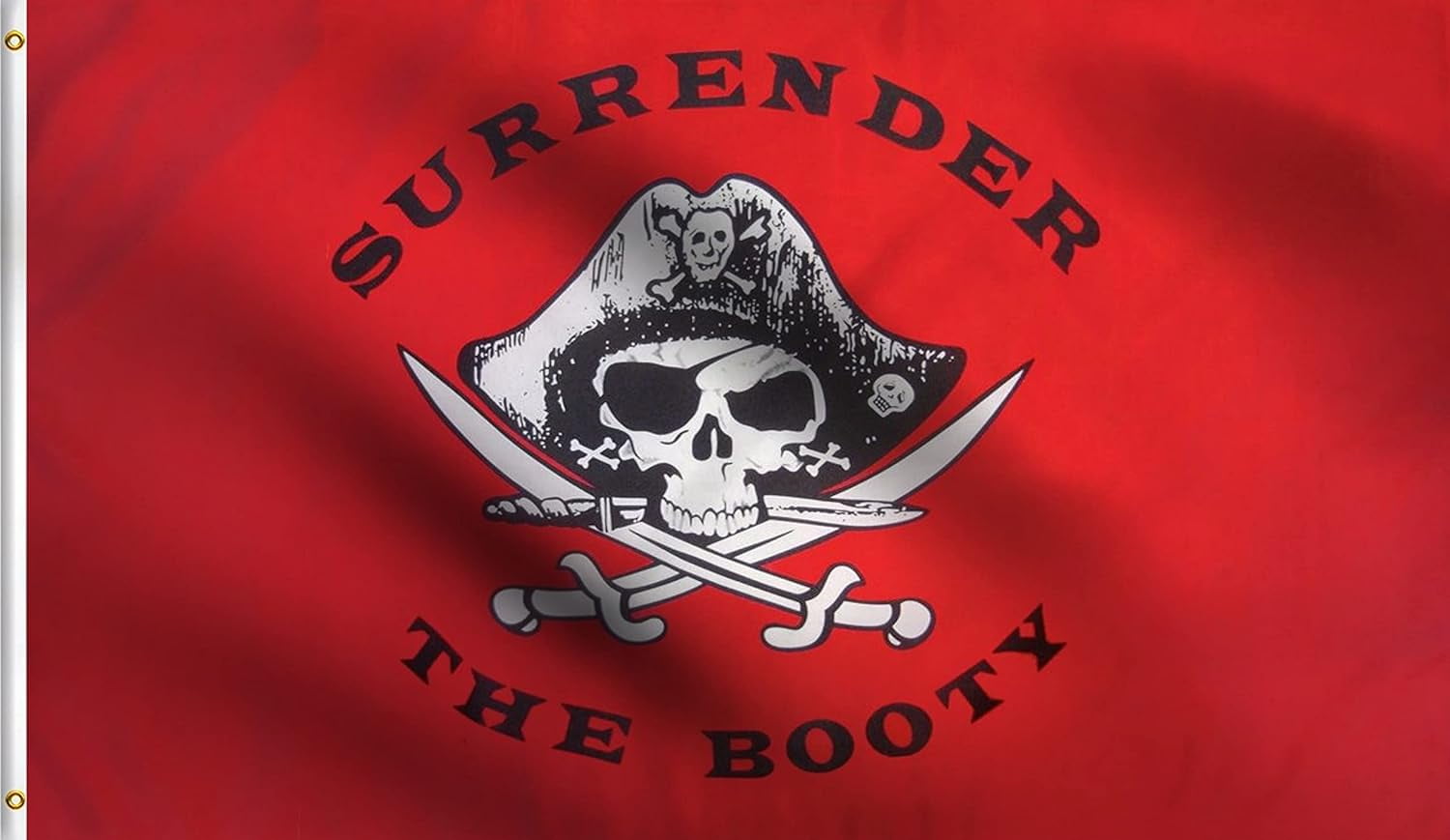 Red Surrender The Booty Pirate Skull Jolly Roger Flag 2X3 ft ,100% ...
