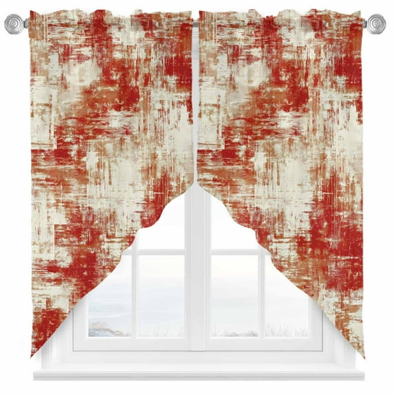 Red Swag Kitchen Curtain Valances, Modern Abstract Gradient Red ...
