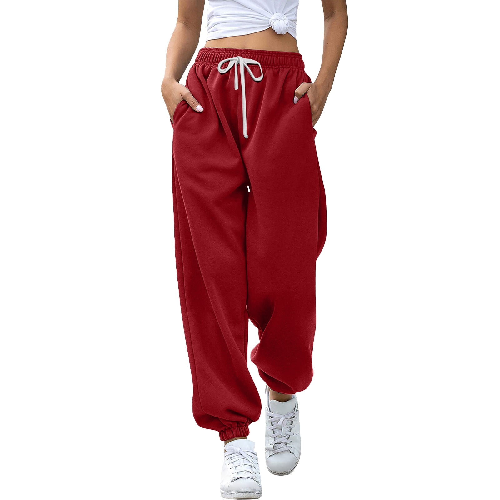 Red Sweatpants Women's Bottom Sweatpants Joggers Pants Workout High ...