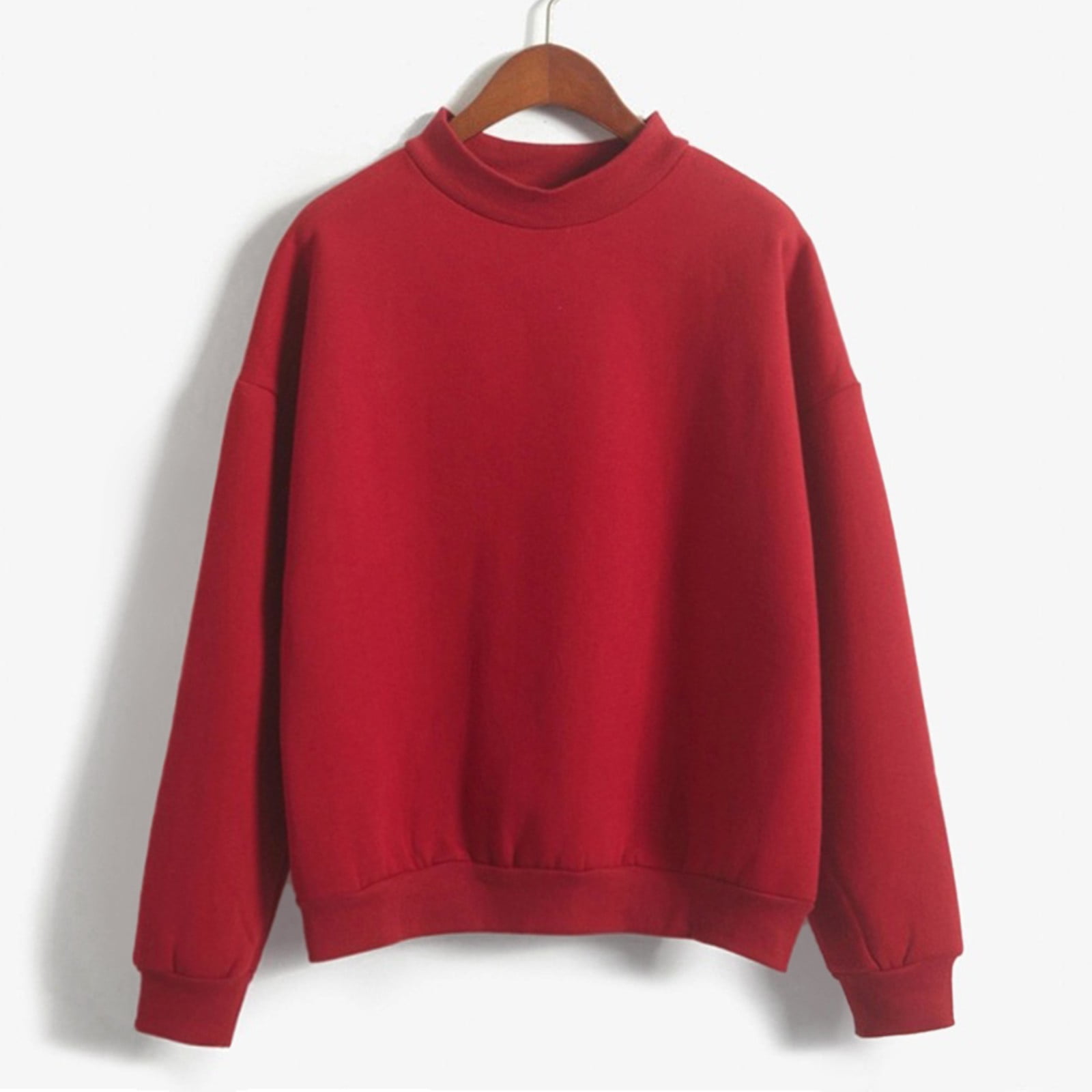 Red Sweatshirt for Women, Oversized Sweatshirt for Women, Woman Solid ...