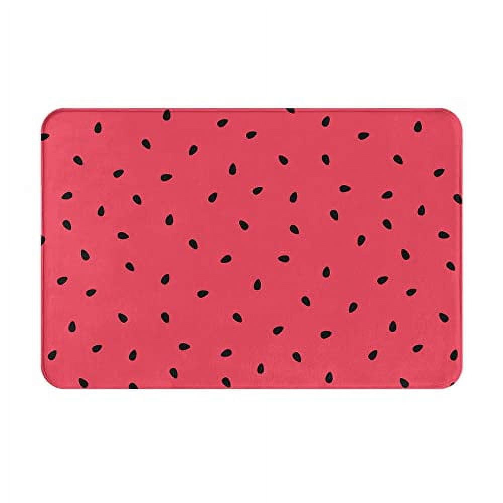 Red Sweet Watermelon Bathroom Rug Bath Mat, Watercolor Summer Fruit Art ...
