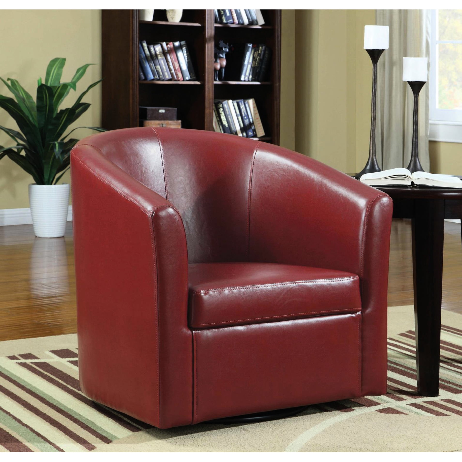 Red Swivel Armchair With Cozy Seat And Contemporary Appeal Modern ...