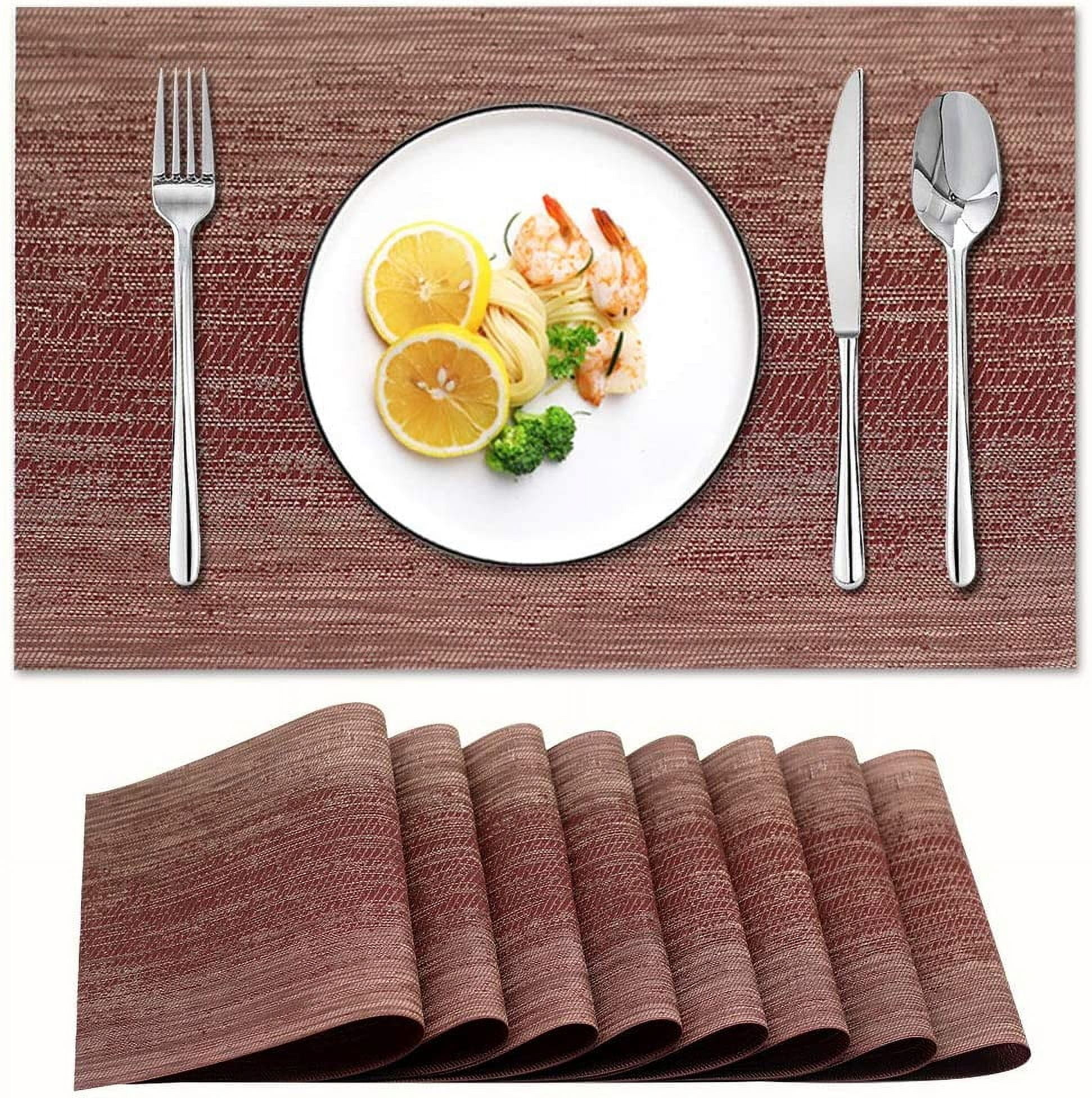 Red Table Mats Set of 8 Washable placemats for Dining Table,Heat Stain ...