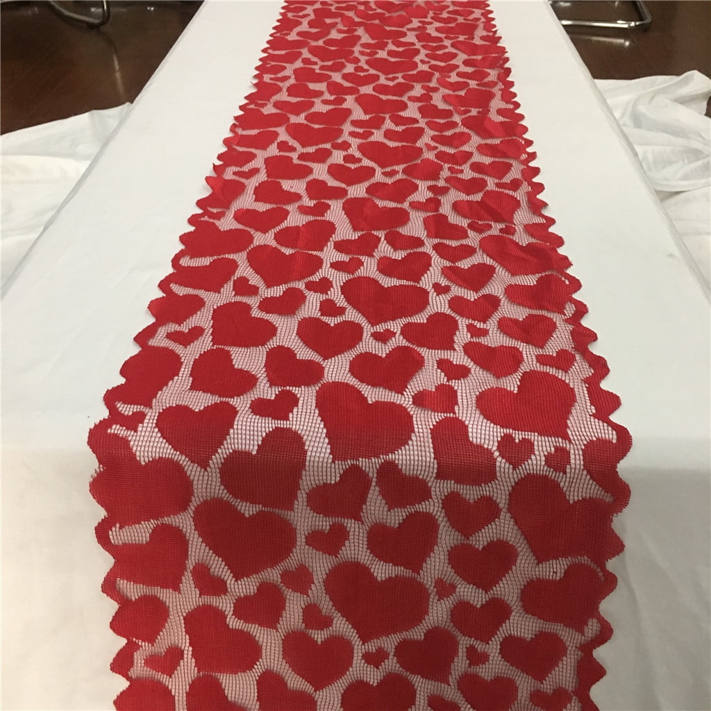 Red Table Runner Valentines Day Decoration 13 X 72 Inch Lace Dining ...