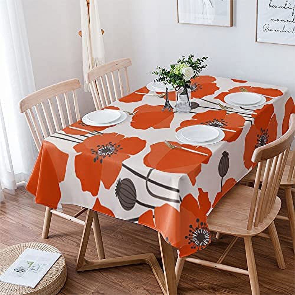 Red Tablecloth Rectangle/Oval Poppy Abstract Floral Table Cloth Outdoor ...