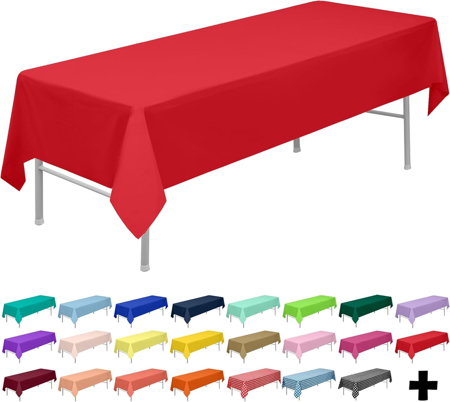 Red Tablecloths Plastic 3-Pack Premium 54 Inches x 108 Inches ...