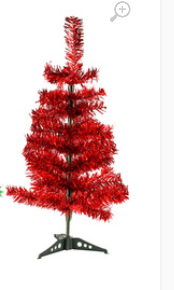 JC 2 Ft Red Tabletop Tinsel Christmas Tree with Plastic Stand, Indoor ...