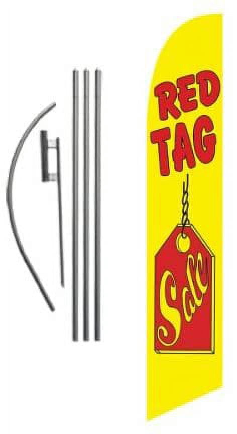 Red Tag Sale Advertising Feather Banner Swooper Flag Sign with Flag ...