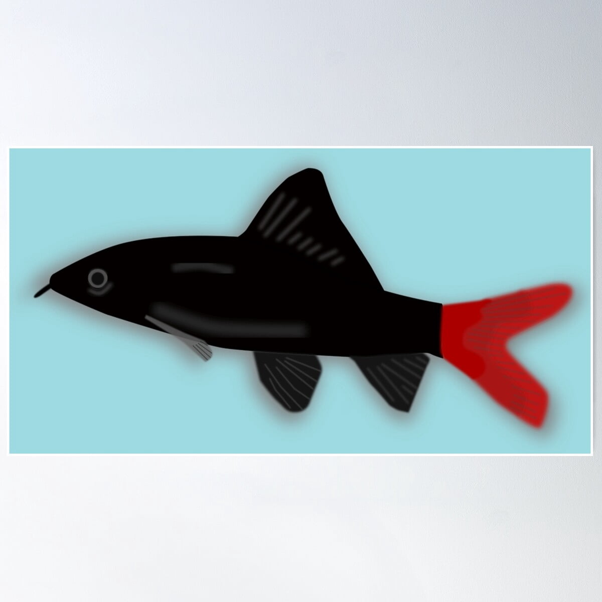 Red Tail Black Shark Poster Wall Art, Modern Wall Decor For Living Room ...