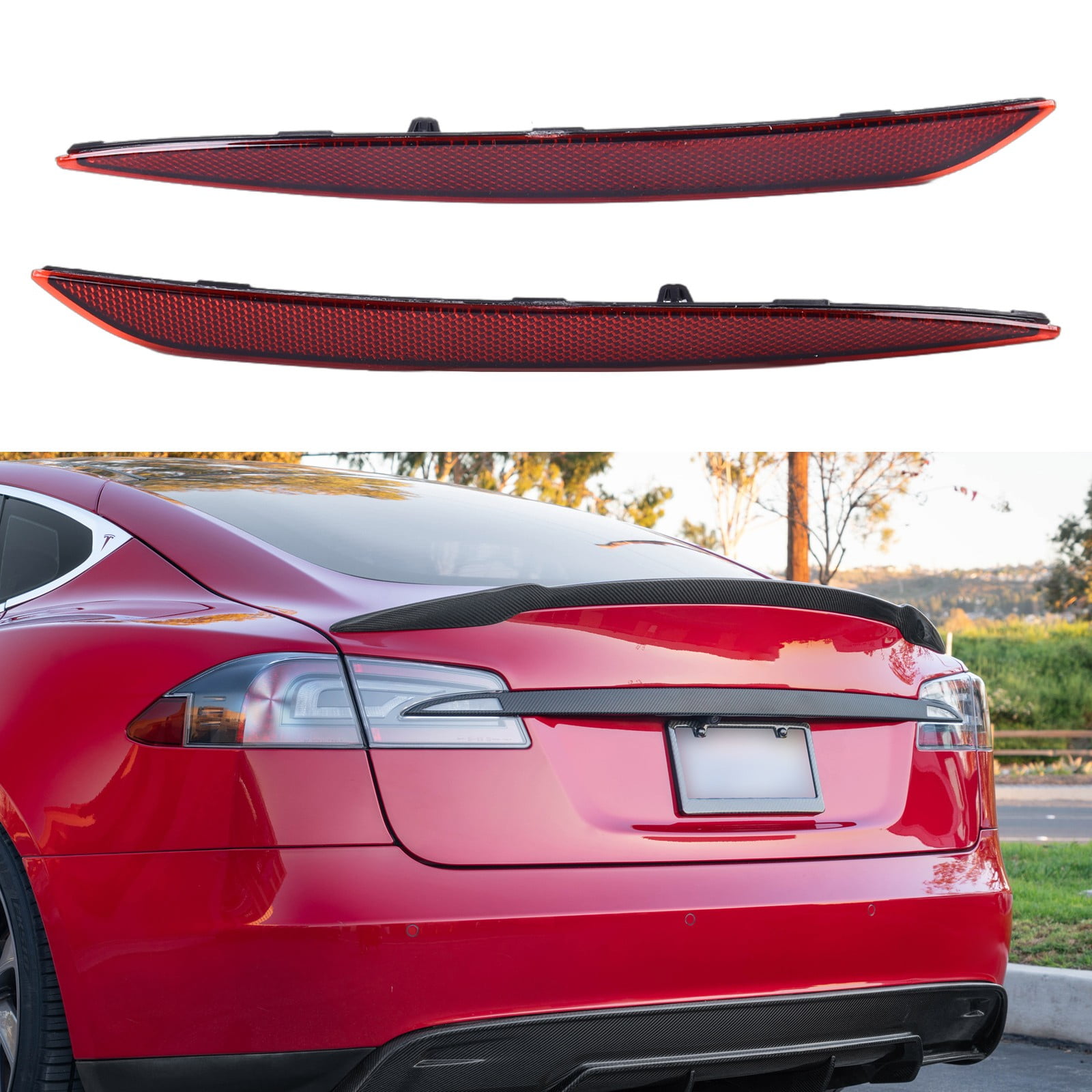 Red Tail Light Reflectors for Electric Vehicle Model Y Left Right Rear ...