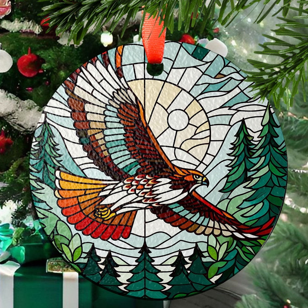 Red-Tailed Hawk Glass SunCatcher, Nature Art for Home, Elegant Window ...
