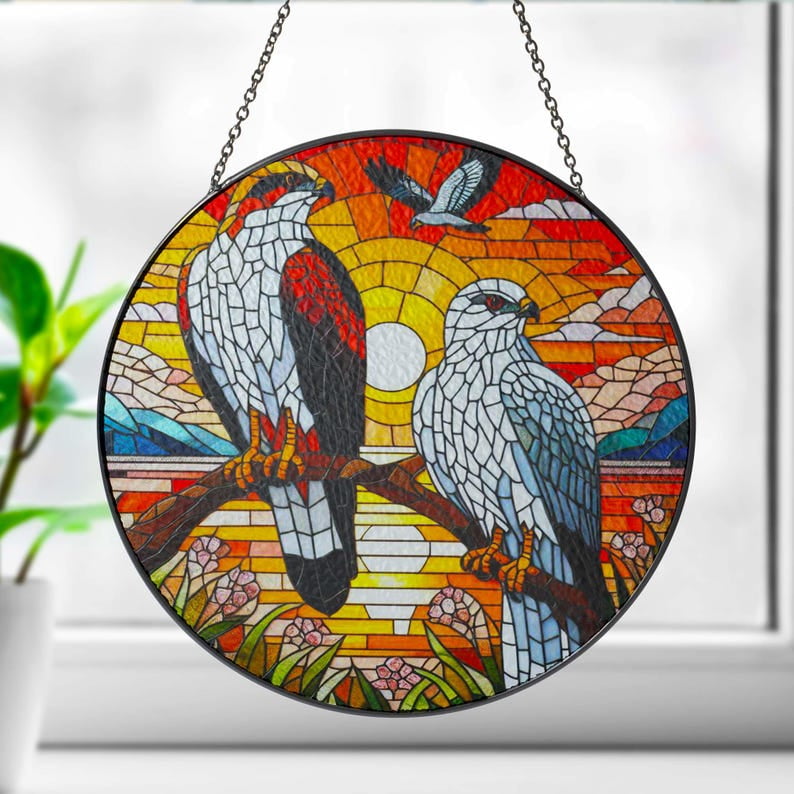 Red Tailed Hawk couple on branch GLASS Hanging, Bird Nerd, Sunset ...