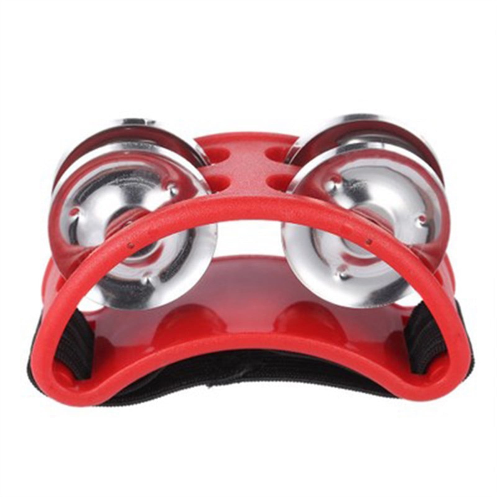 Red Tambourine Percussion Instrument with Jingle Bell, Foot Tambourine ...