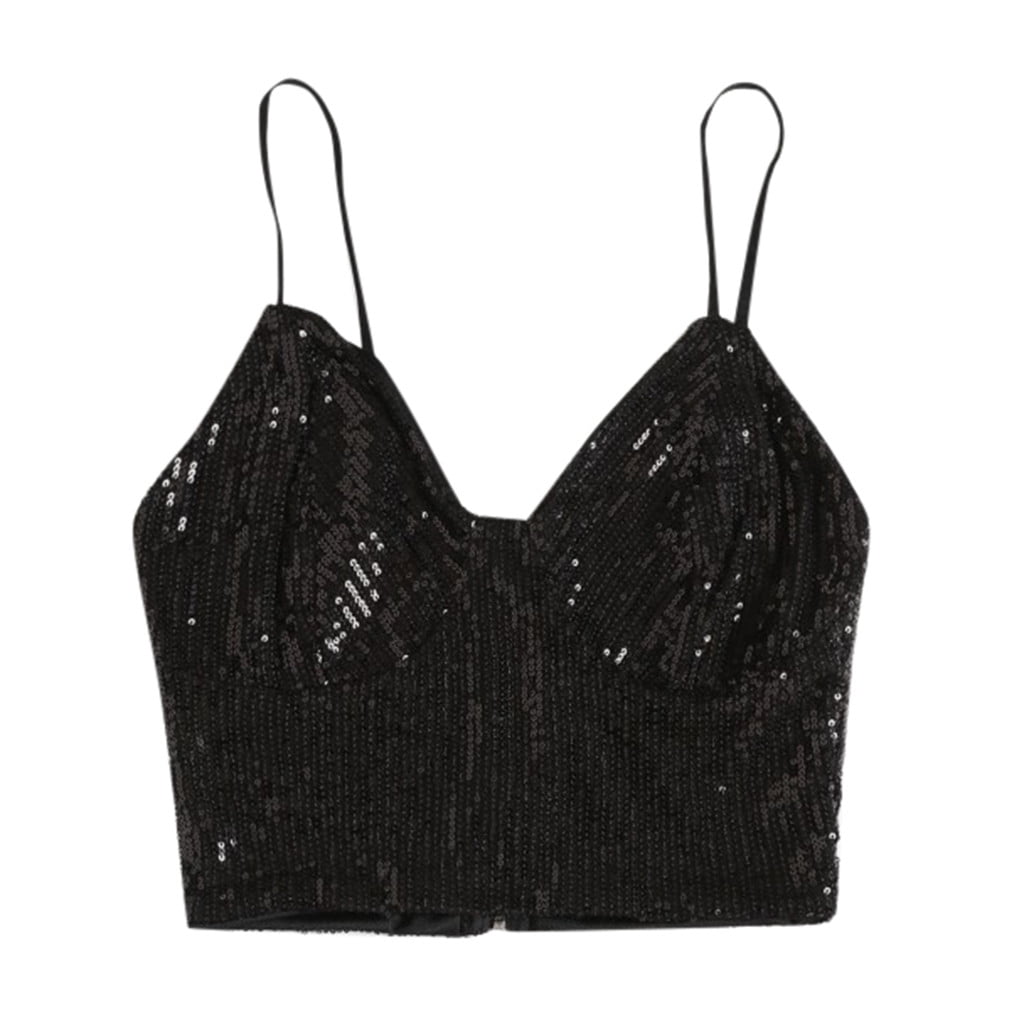 Red Tank Top Womens Glitter Strappy Tank Tops Ladies Sexy Sparkl Cami