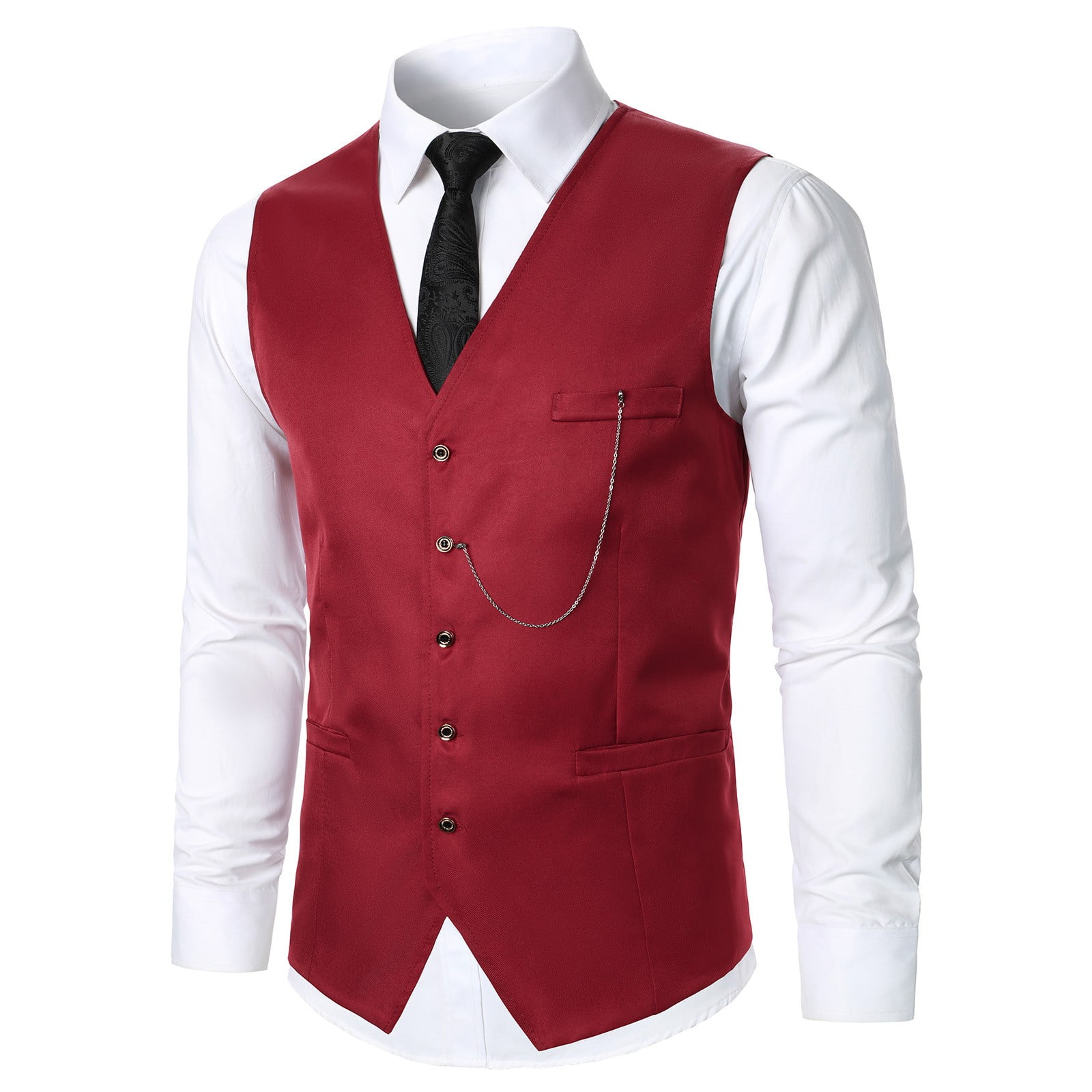 Red Tank Tops Men Mens Business Formal Casual Wedding Banquet Vest V ...