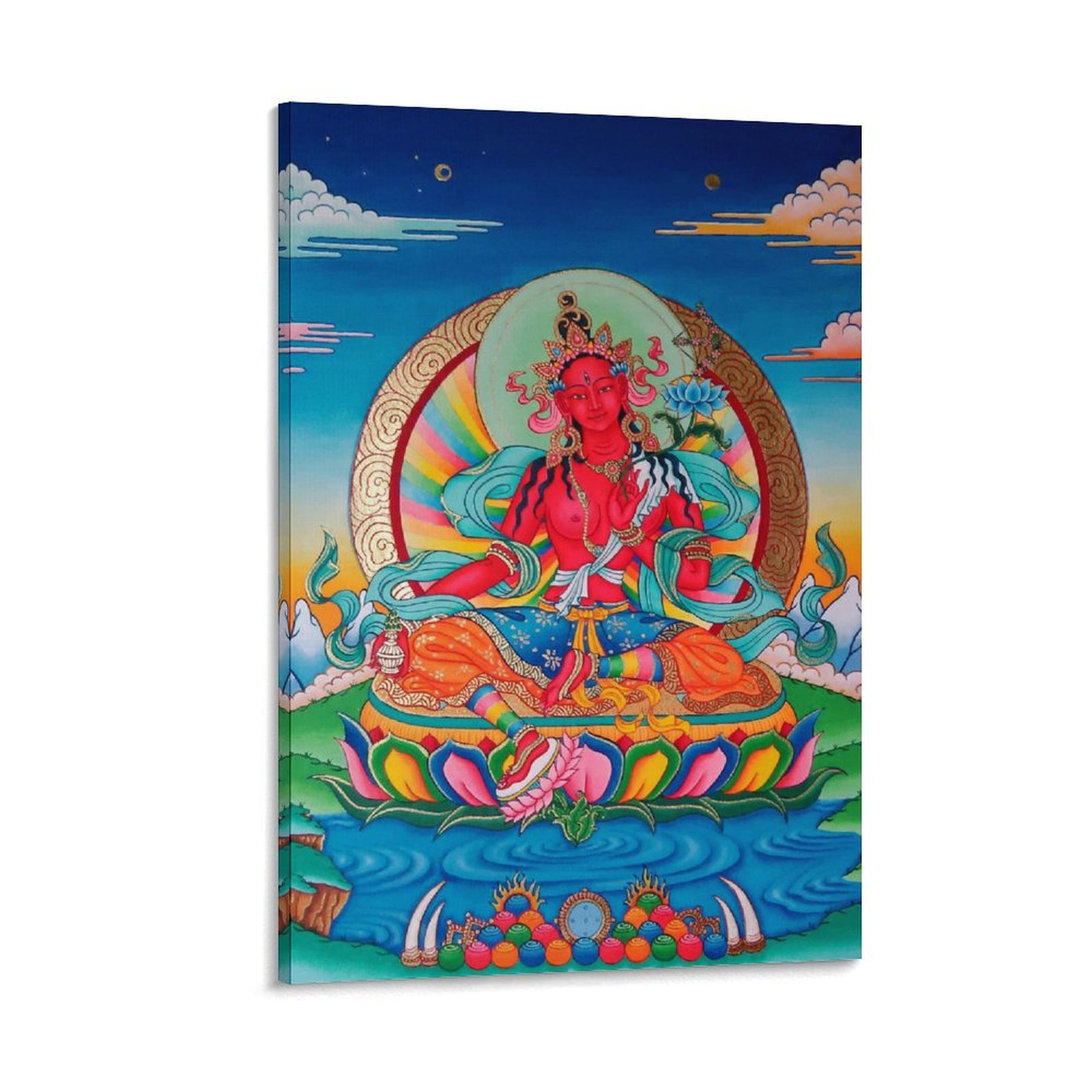 Red Tara Mother Goddess Tibetan Thangka Painting Picture Print Wall Art ...