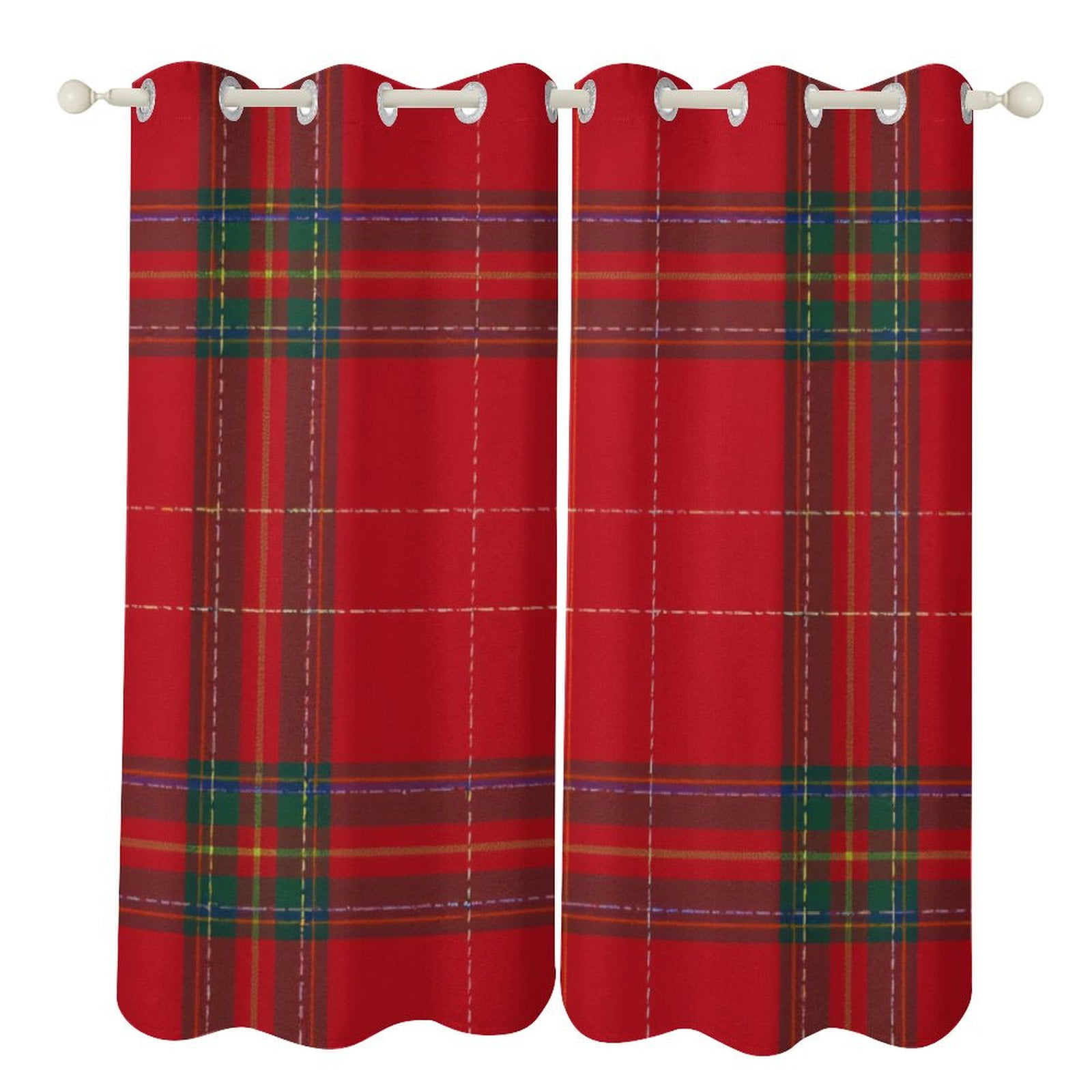 Red Tartan Plaid Pattern Blackout Window Curtains for Bedroom Living ...