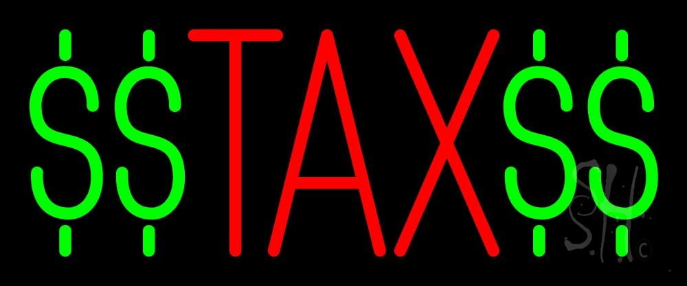 Red Tax With Dollar Logo LED Neon Sign 6 x 15 - inches, Black Square ...