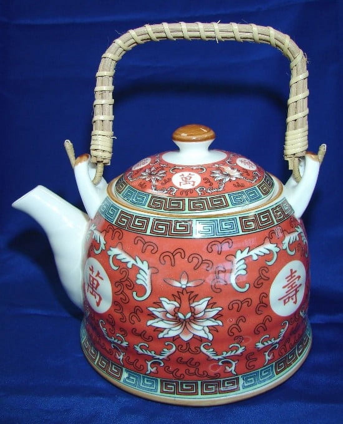 Red Teapot w/ Longevity Symbol, Bamboo Handle - Walmart.com