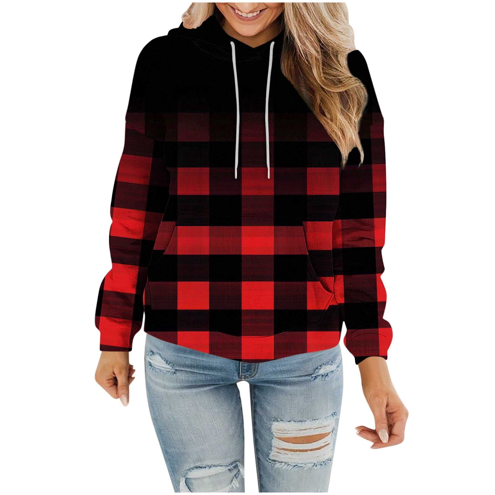 Red Teen Girls Spandex Hood Shacket Outfits Sweatshirt for Women Long ...