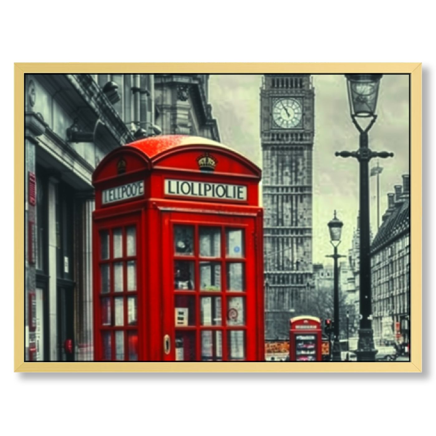 Red Telephone Booth And Poster Canvas Wall Art Living Room Posters for ...