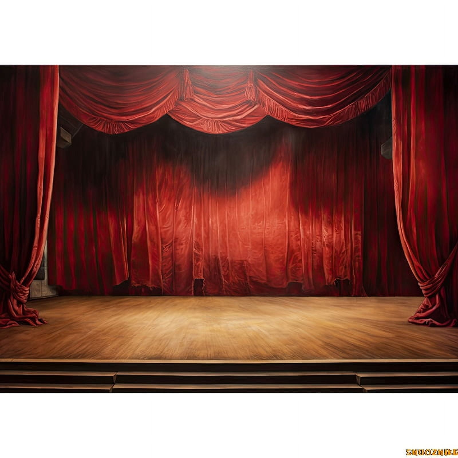 Red Theater Podium Stage Op Curtain Spotlight Photography Backdrops ...